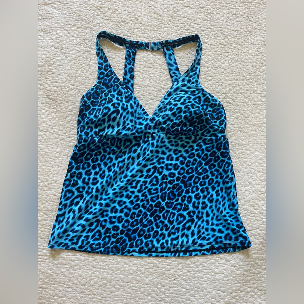 Blue Leopard Cheetah Print Tankini Top - Gem